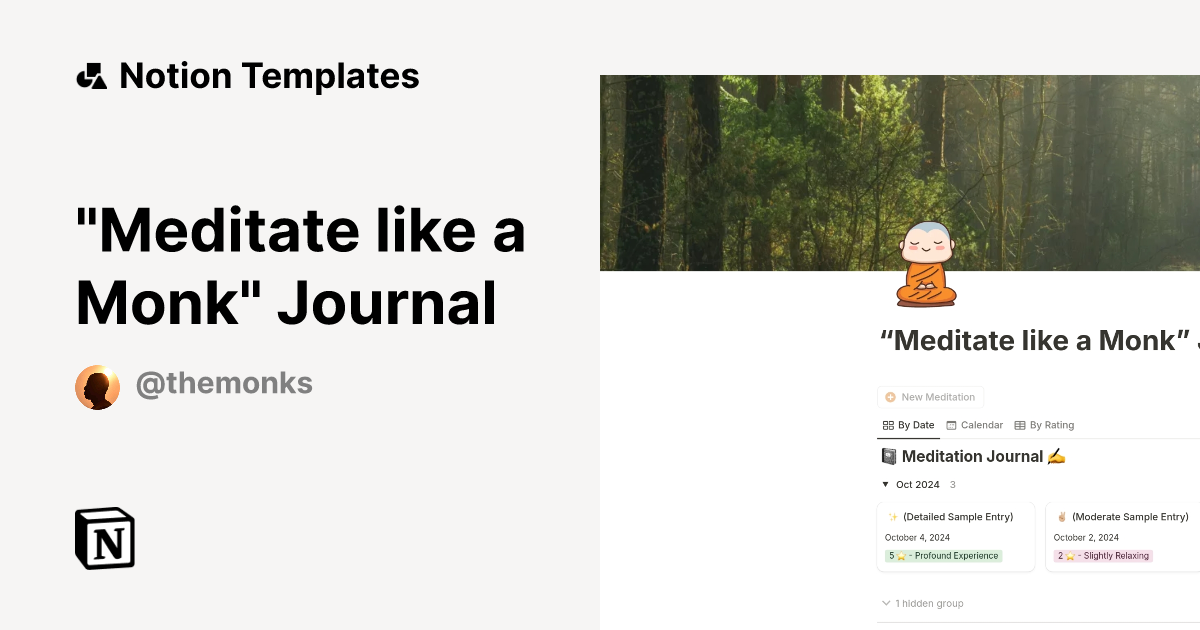 "Meditate like a Monk" Journal Template | Notion Marketplace