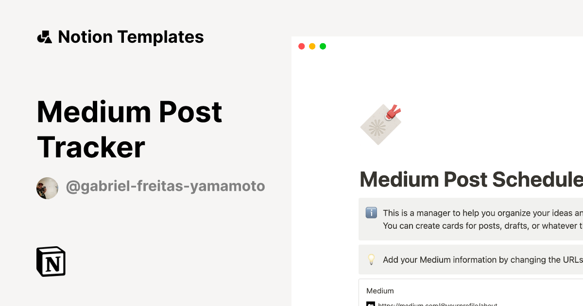 Medium Post Tracker Template by Gabriel Freitas Yamamoto | Notion ...