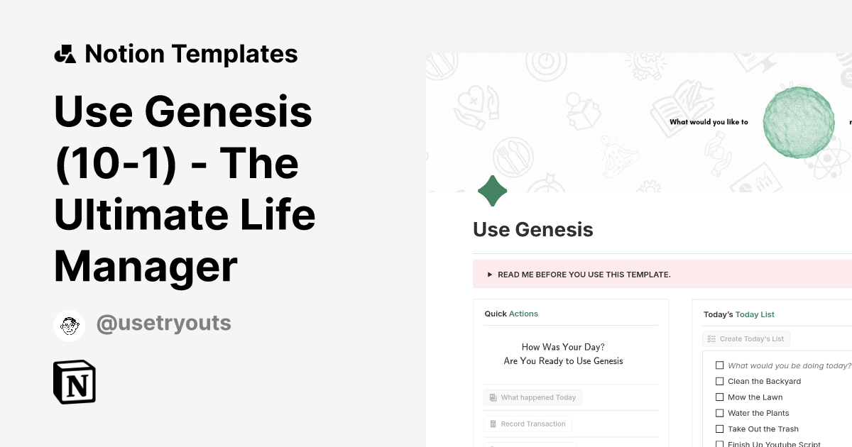 Use Genesis (10-1) - The Ultimate Life Manager Template | Notion ...