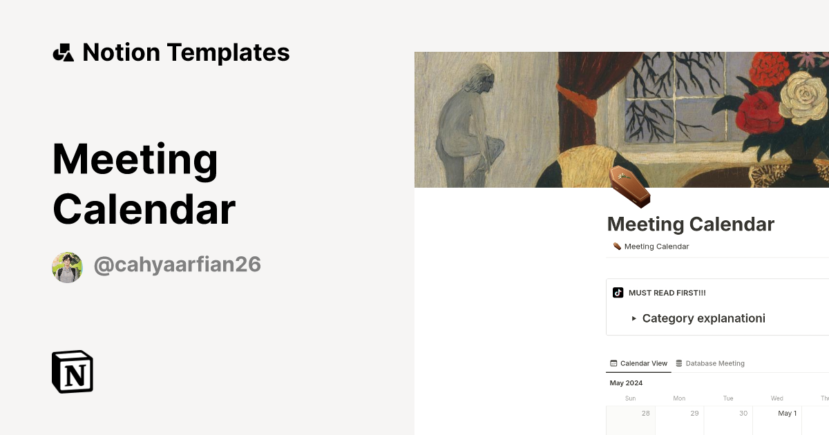 Meeting Calendar Template by Arfian Cahya | Notion Marketplace