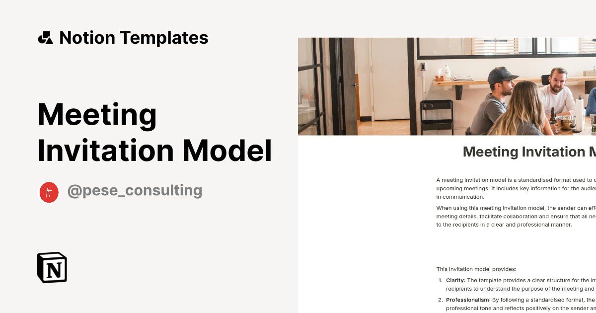 Meeting Invitation Model Template | Notion Marketplace