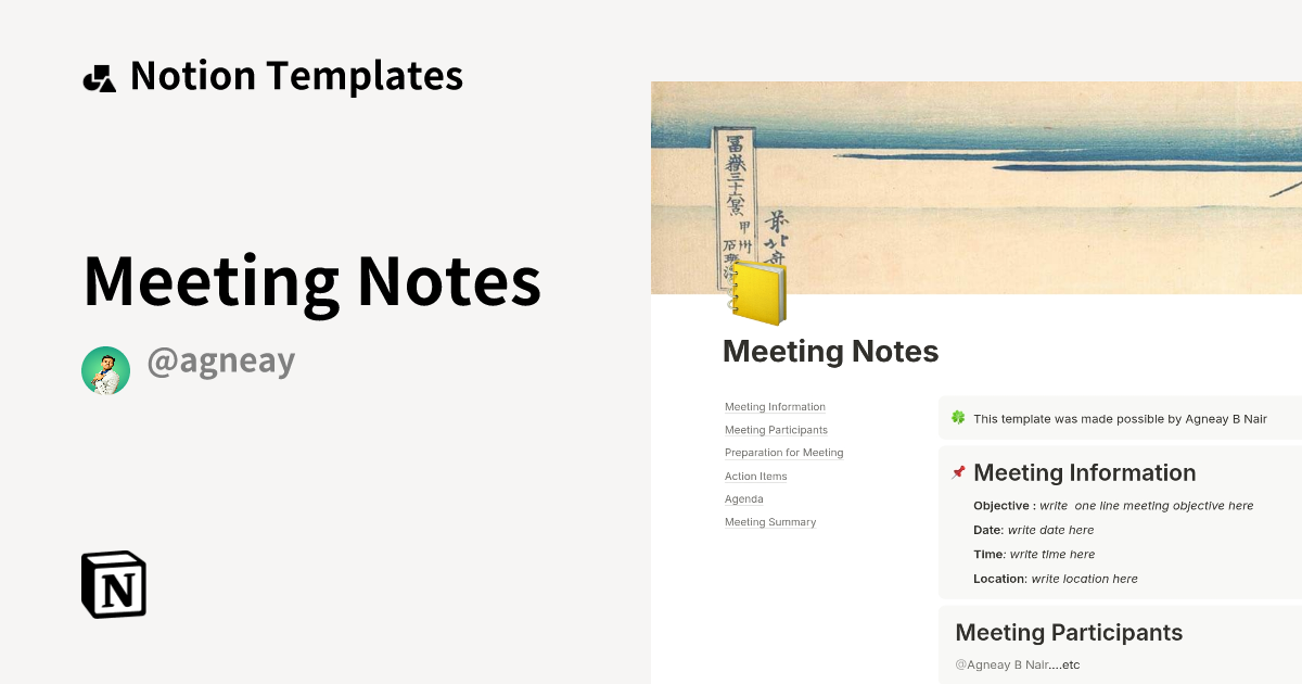 Meeting Notes Template | Notion Marketplace