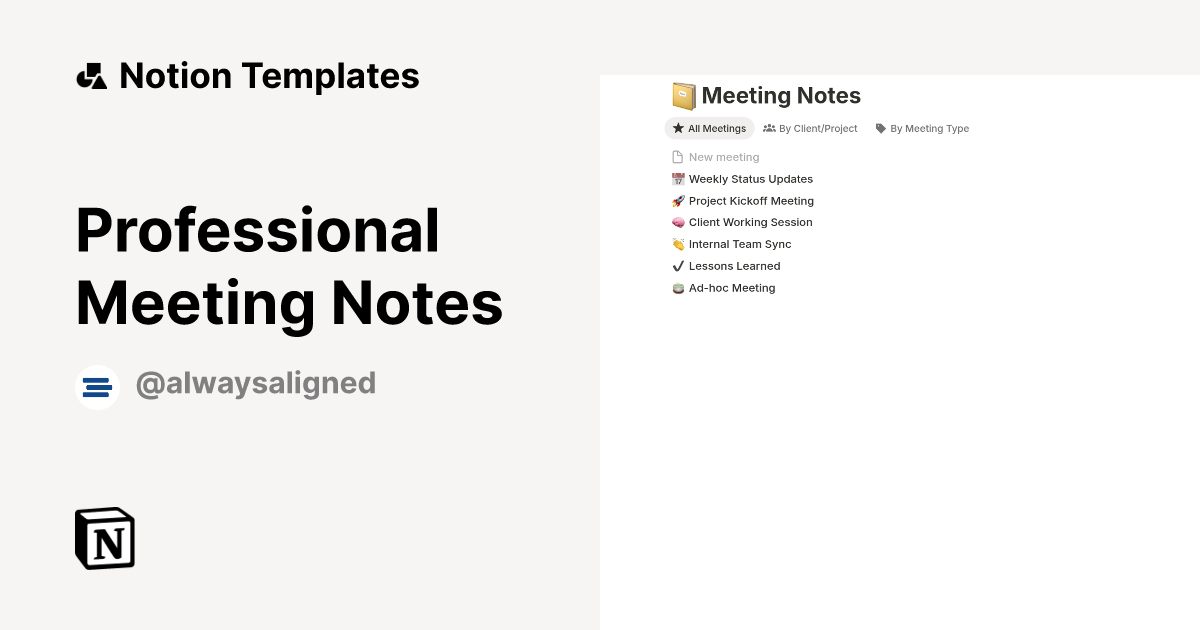 Professional Meeting Notes Template | Notion Marketplace