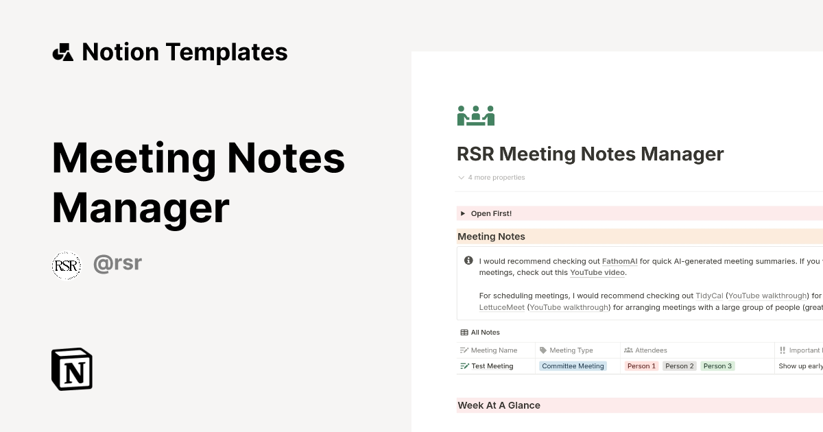 Meeting Notes Manager Template | Notion Marketplace