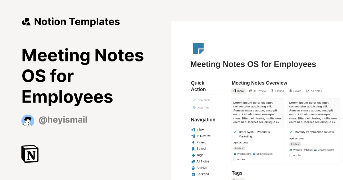Meeting Notes OS for Employees Template by heyismail | Notion Marketplace