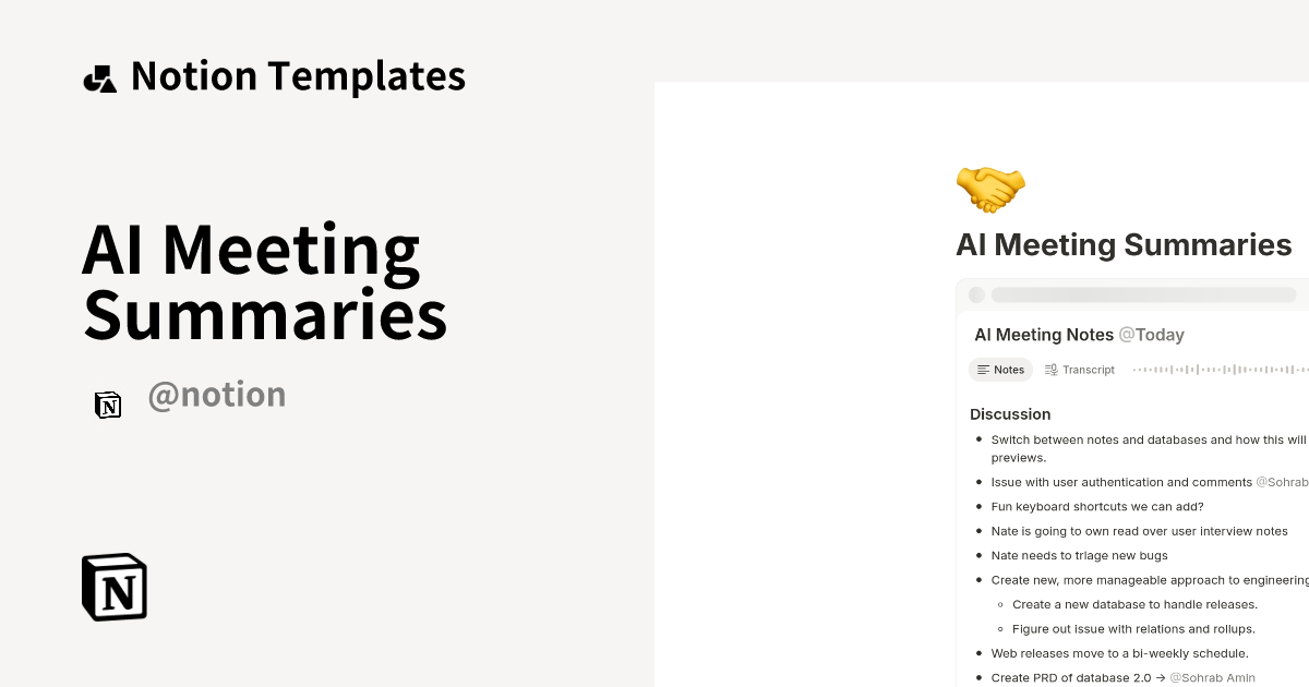 AI Meeting Summaries 2025 Template | Notion Marketplace