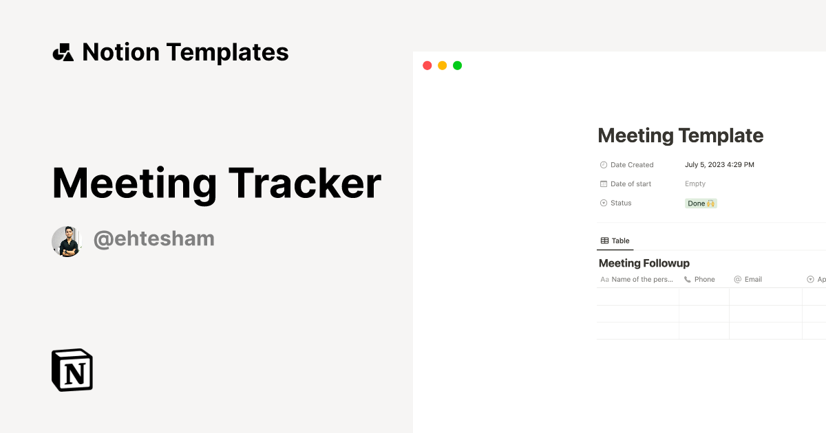 Meeting Tracker Template | Notion Marketplace