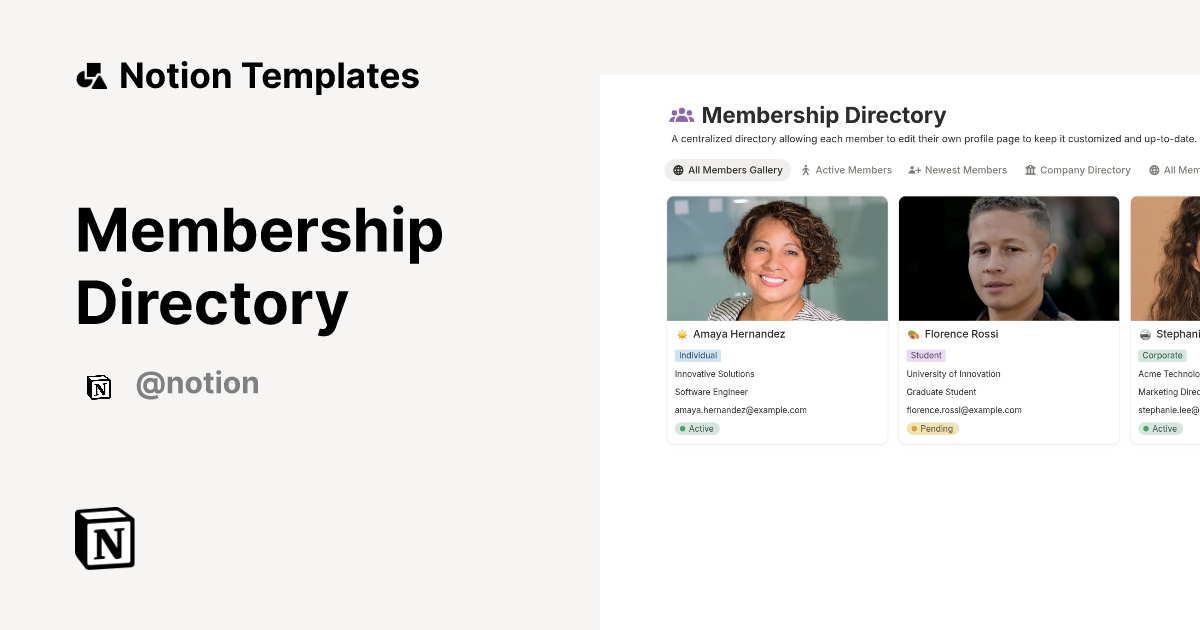 Membership Directory 2025 Template | Notion Marketplace