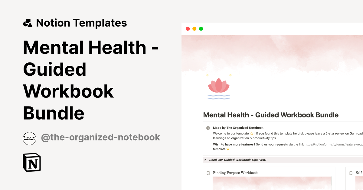 Mental Health - Guided Workbook Bundle Template | Notion Marketplace