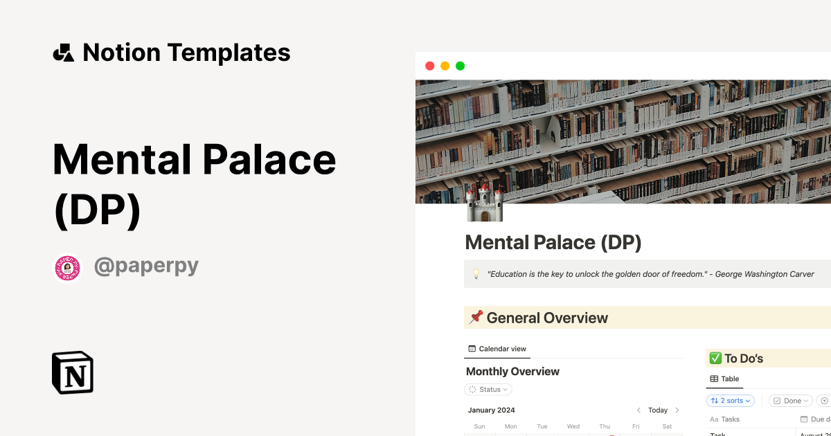 Mental Palace (DP) Template by Paper Py | Notion Marketplace