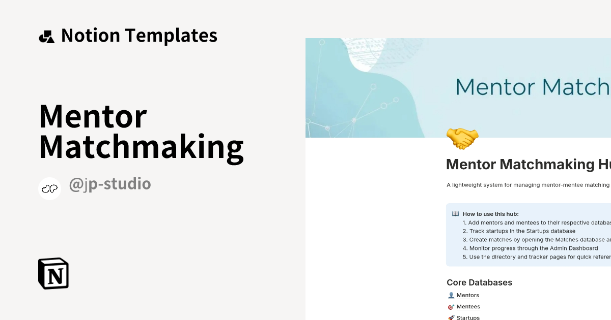 Mentor Matchmaking Template by JP-Studio | Notion Marketplace