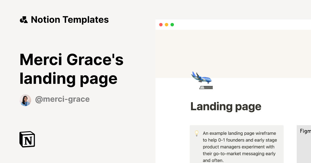 Merci Grace's landing page Template | Notion Marketplace