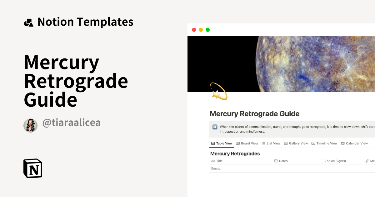 Mercury Retrograde Guide Template | Notion Marketplace