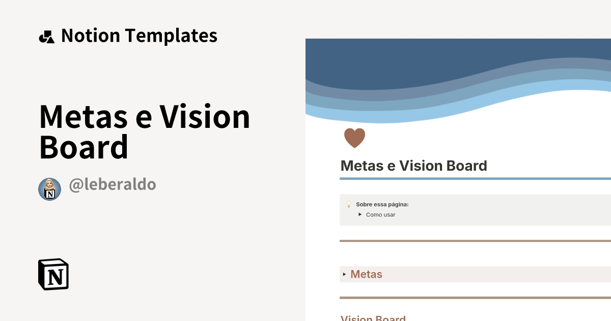Metas e Vision Board Template by Notion por Le Beraldo | Notion Marketplace