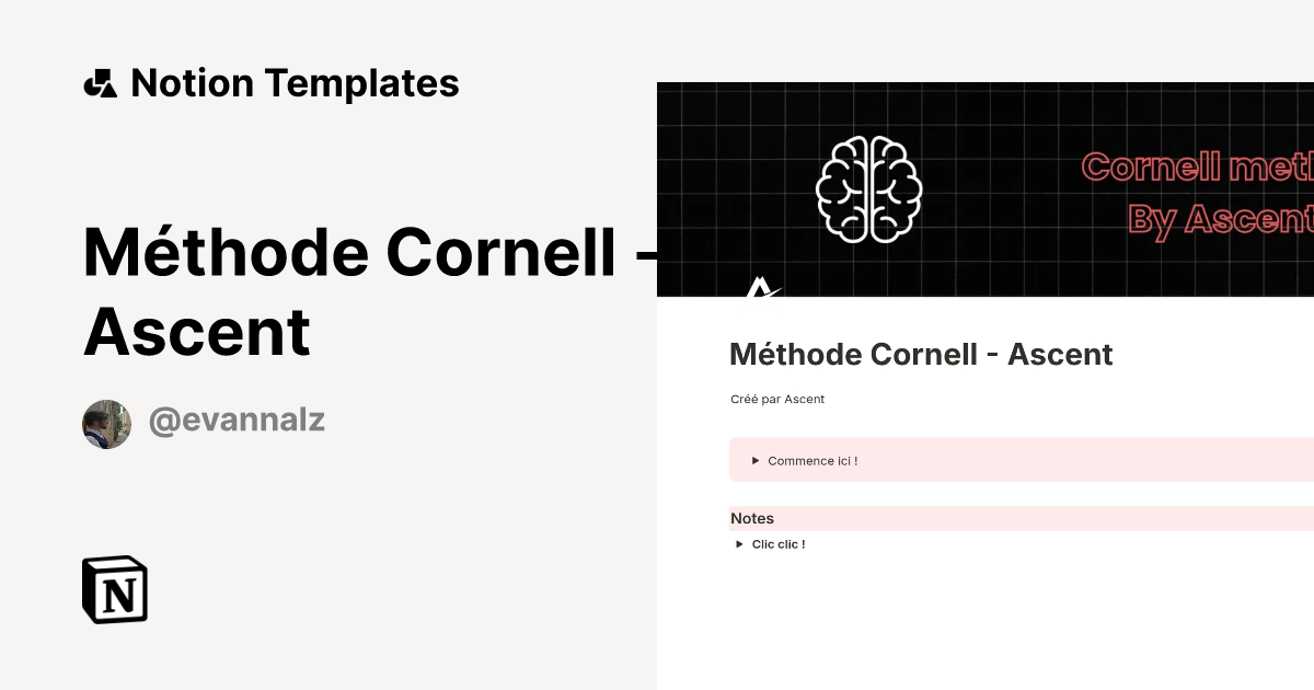Méthode Cornell - Ascent Template | Notion Marketplace