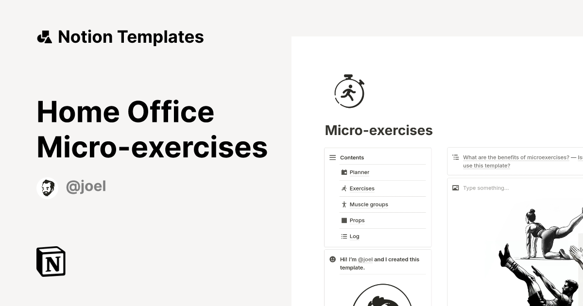 Home Office Micro-exercises Template by Joel | Notion Marketplace