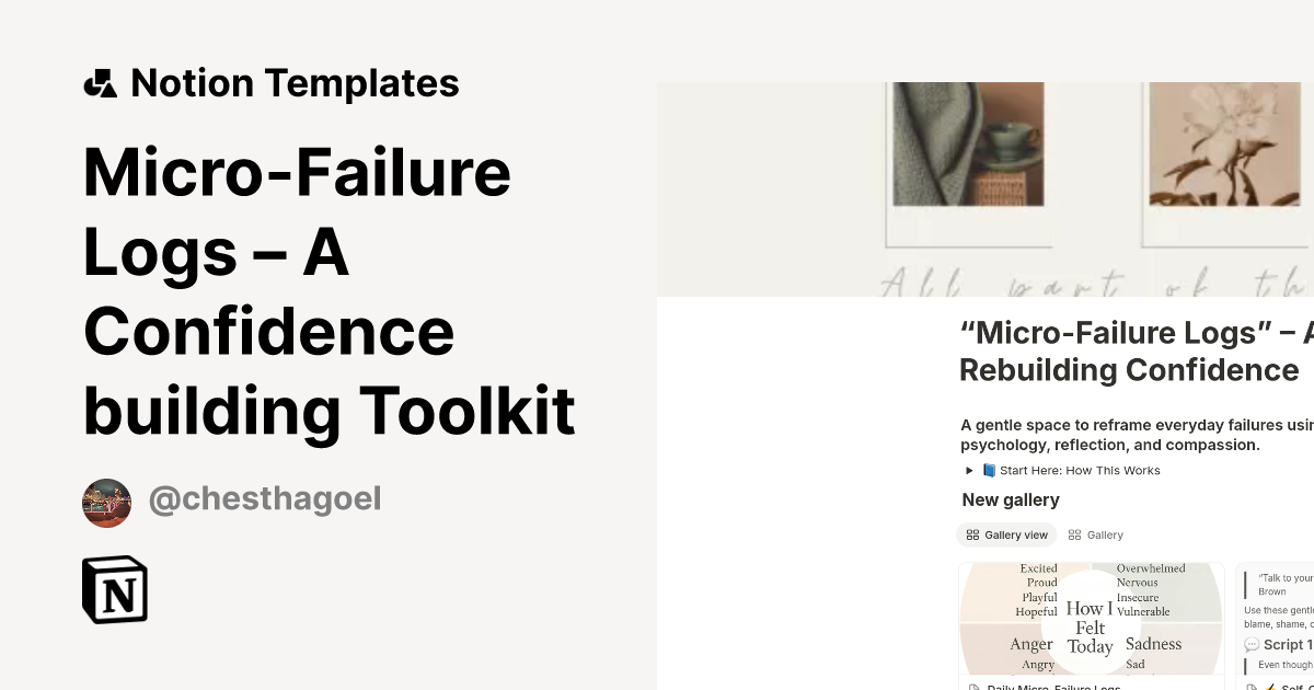 Micro-Failure Logs – A Confidence building Toolkit Template | Notion Marketplace