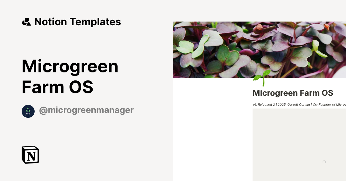 Microgreen Farm OS Template by Microgreen Manager | Notion Marketplace