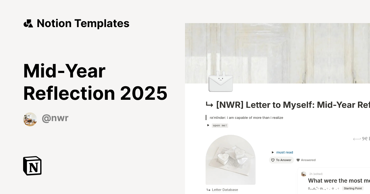 Mid-Year Reflection 2025 Template | Notion Marketplace