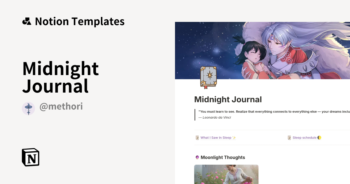 Midnight Journal Template | Notion Marketplace