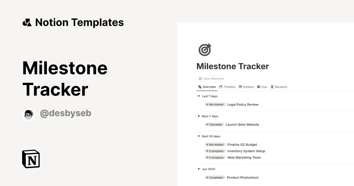 Milestone Tracker Template | Notion Marketplace