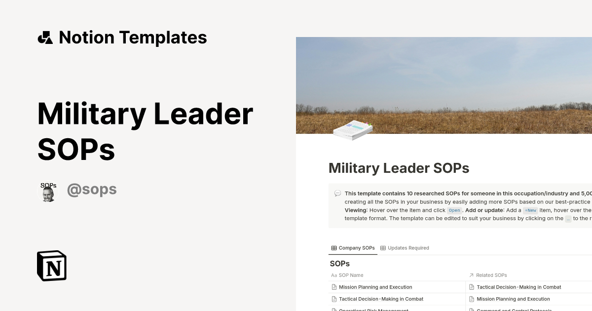 Military Leader SOPs Template by SOPs | Notion Marketplace
