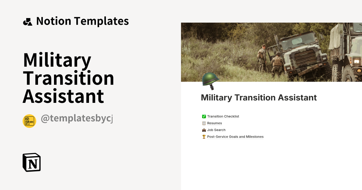 Military Transition Assistant Template by Templates by CJ | Notion ...