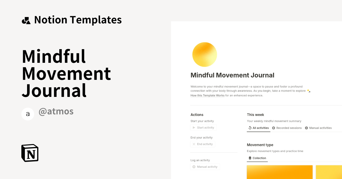 Mindful Movement Journal Template | Notion Marketplace
