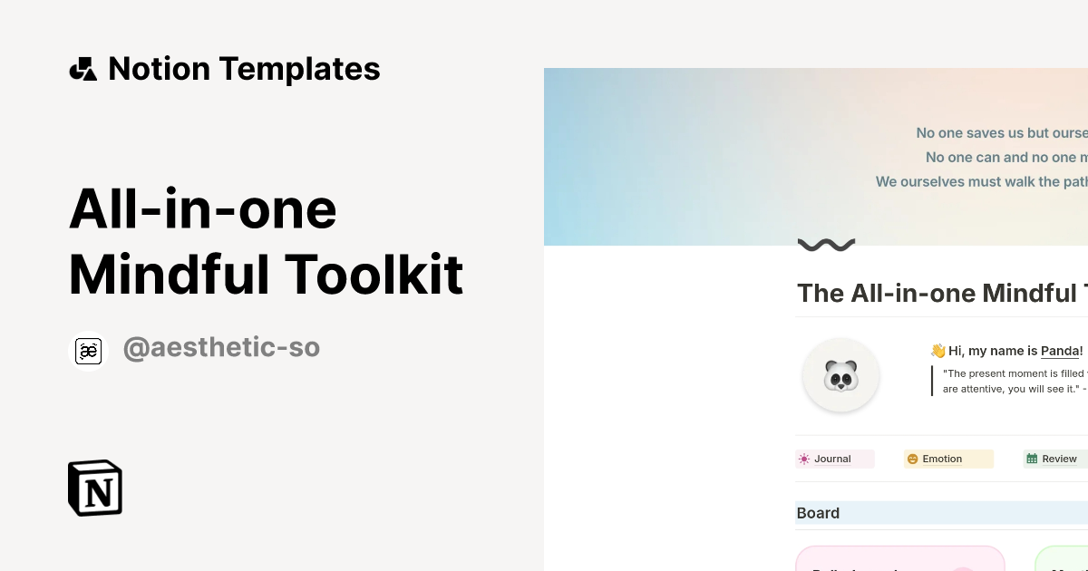 All In One Mindful Toolkit Template By Aestheticso Notion Marketplace