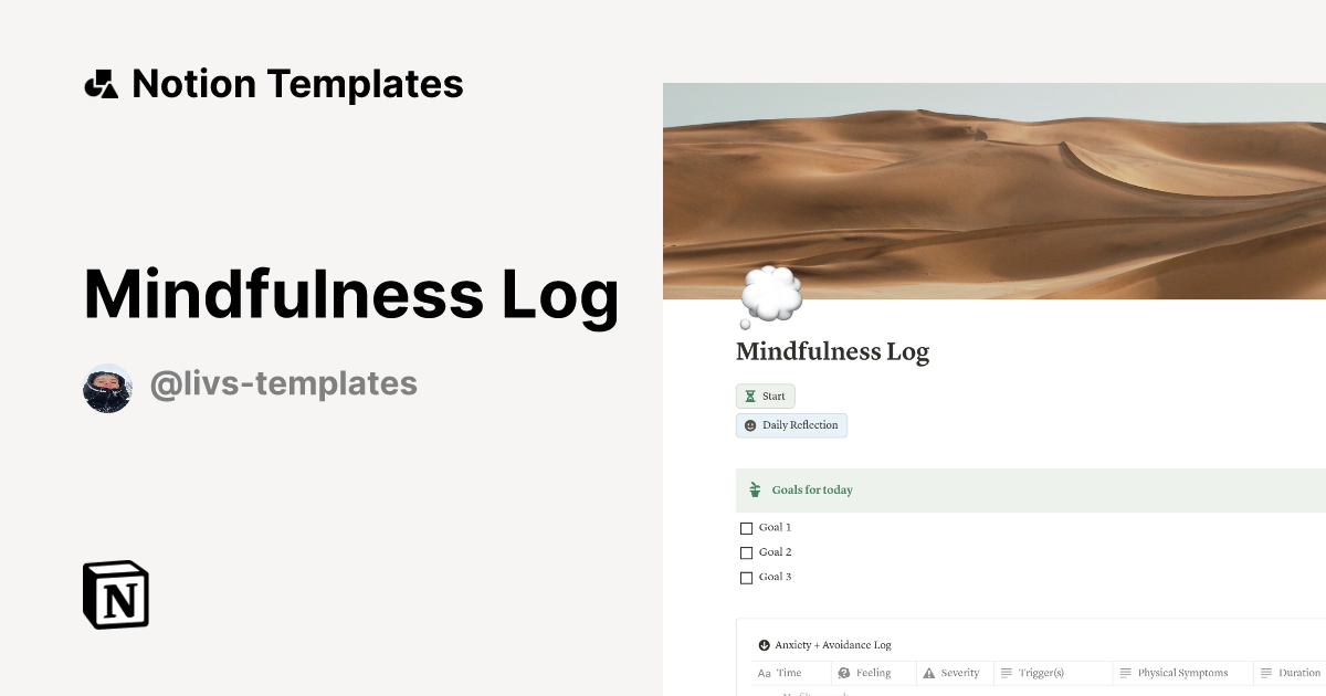 Mindfulness Log Template | Notion Marketplace