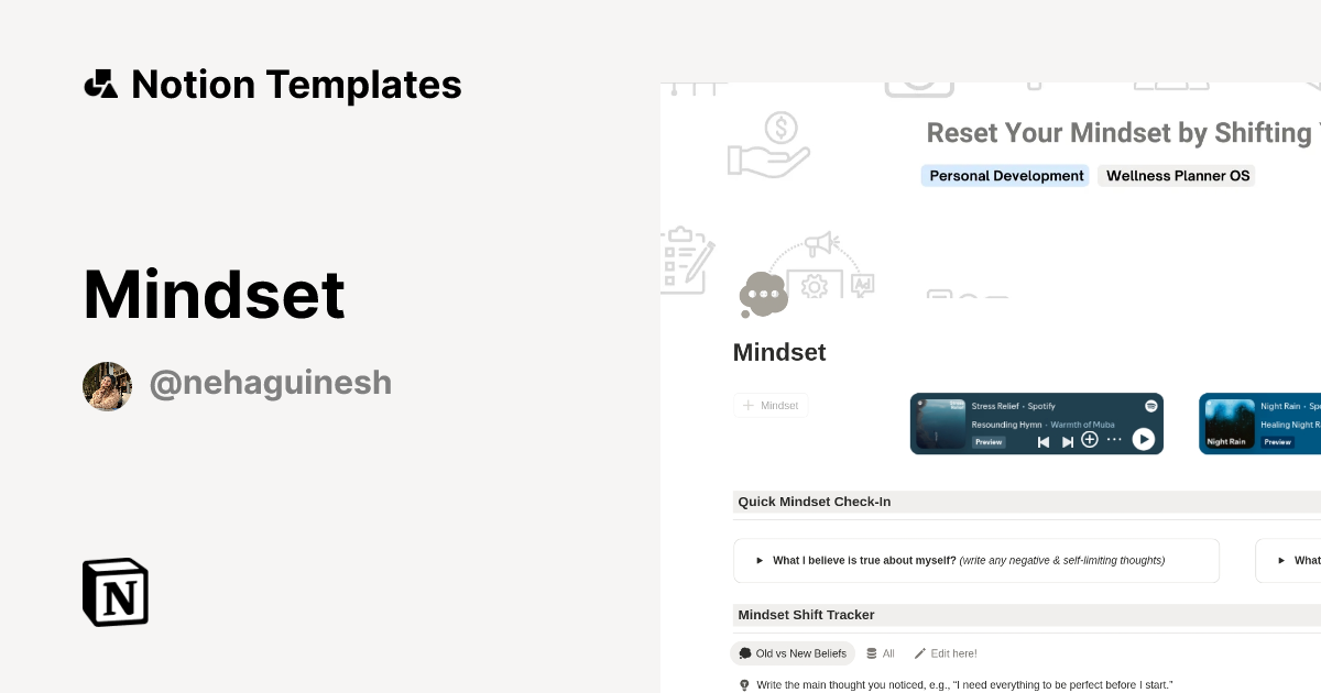 Mindset Template by Neha Guinesh | Notion Marketplace