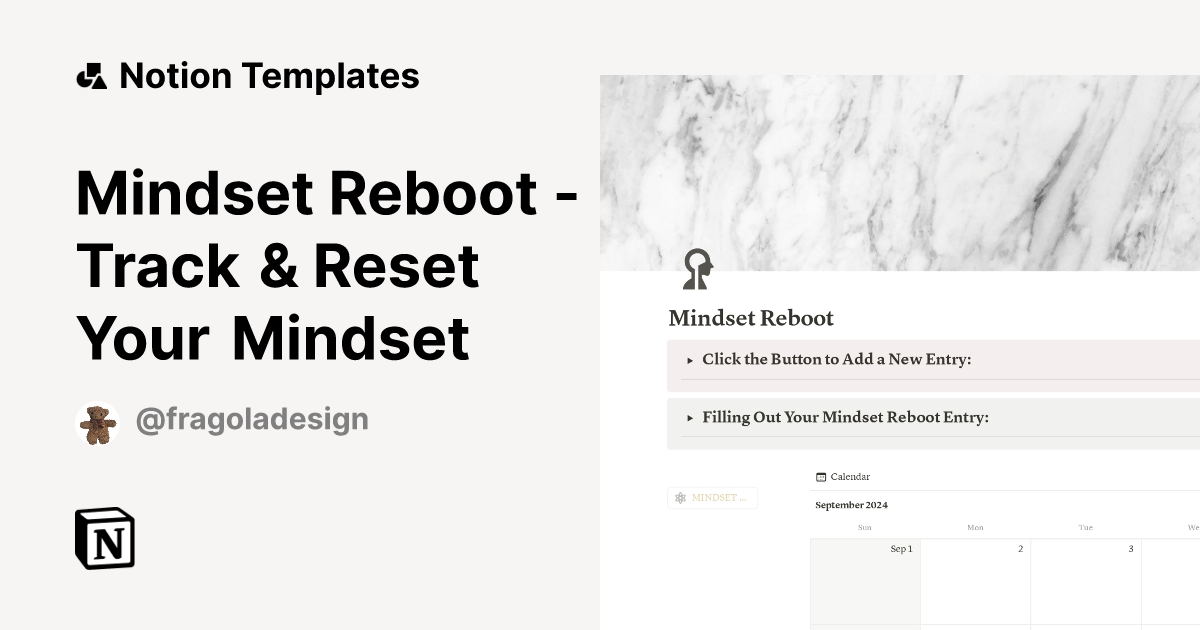 Mindset Reboot - Track & Reset Your Mindset Template | Notion Marketplace