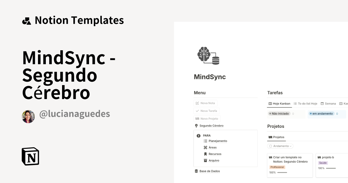 MindSync - Segundo Cérebro Template by Luciana Guedes | Notion Marketplace