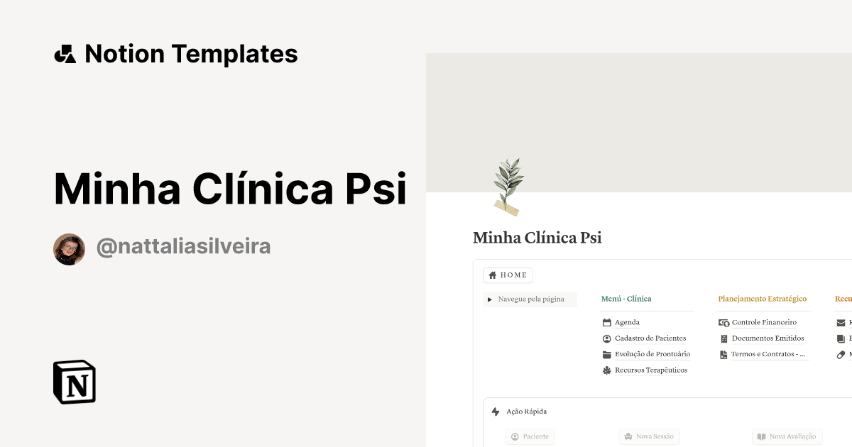 Minha Clínica Psi Template | Notion Marketplace