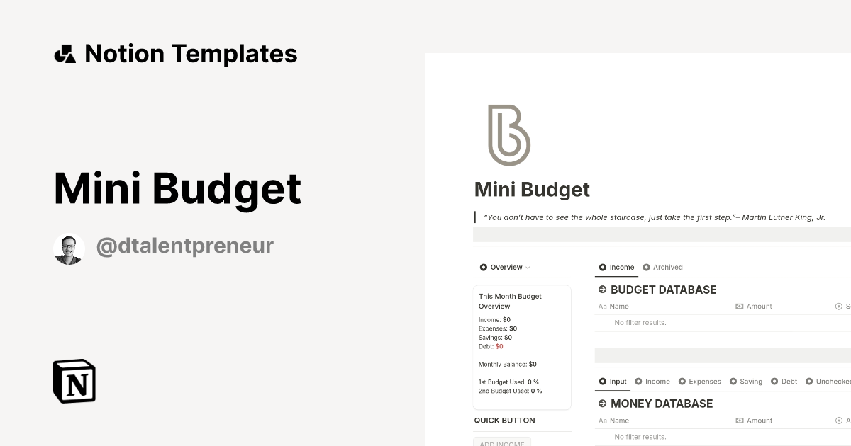 Mini Budget Template | Notion Marketplace