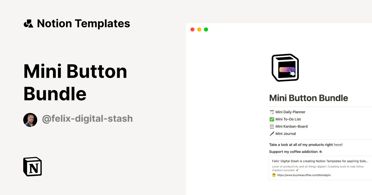 Mini Button Bundle Template | Notion Marketplace