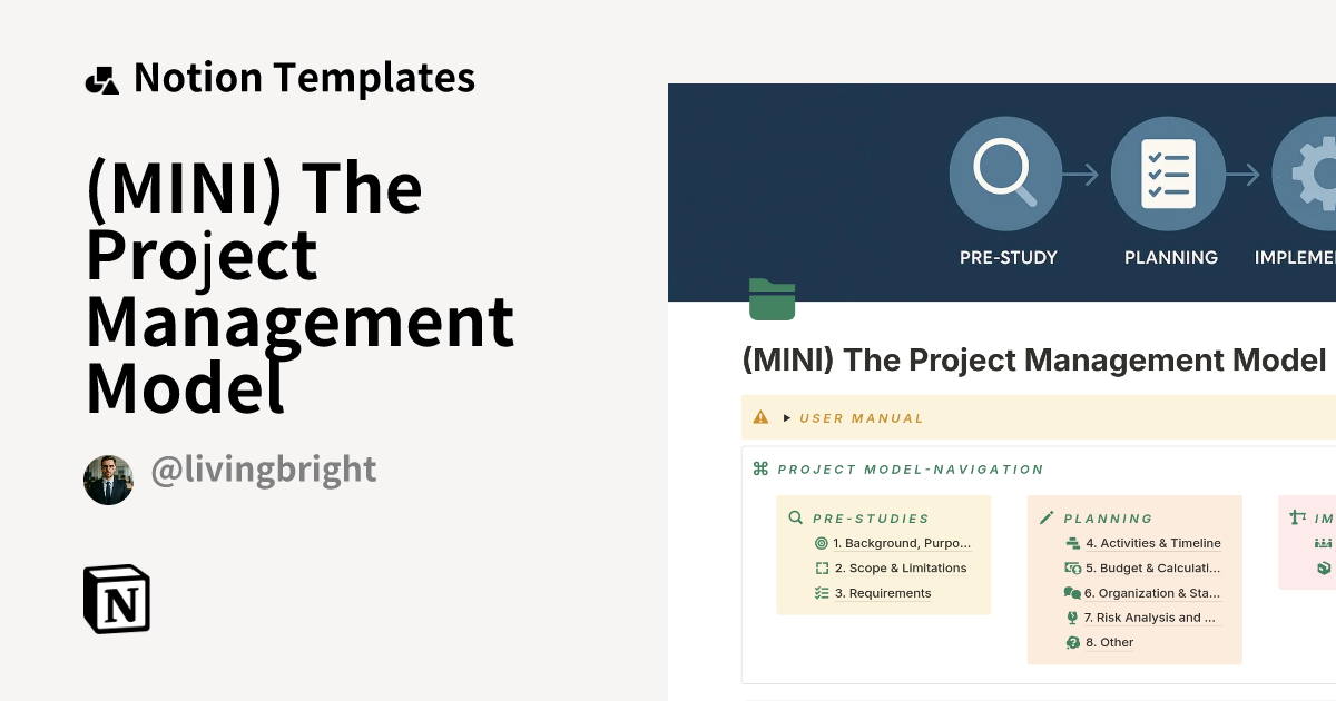 (MINI) The Project Management Model Template by Living Bright | Notion ...