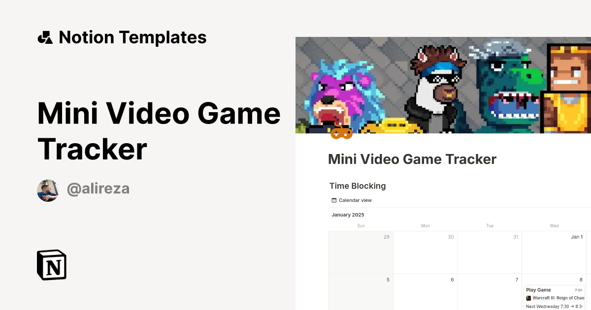 Mini Video Game Tracker Template | Notion Marketplace