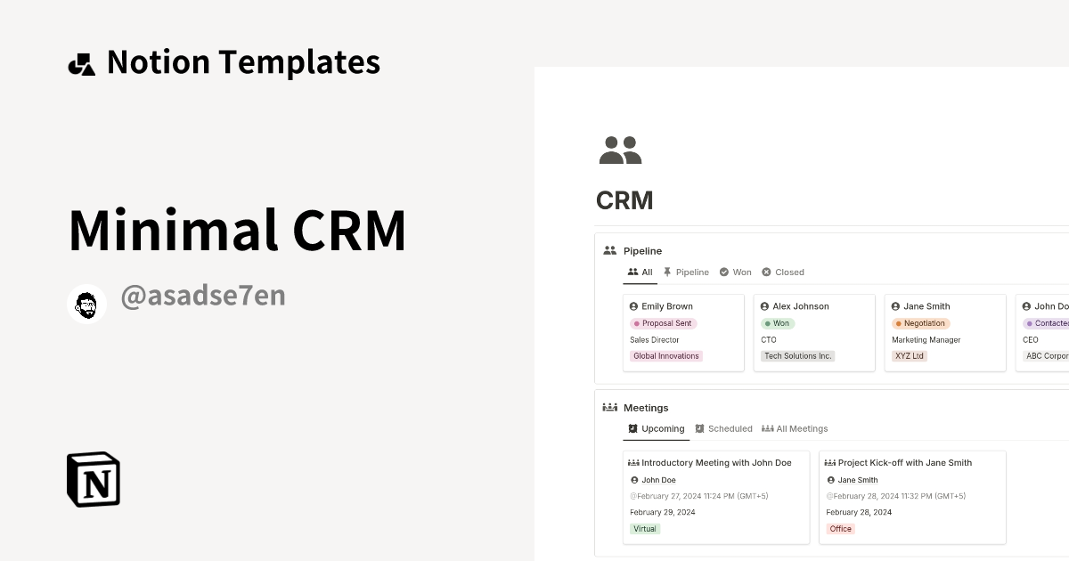 Minimal CRM Template | Notion Marketplace