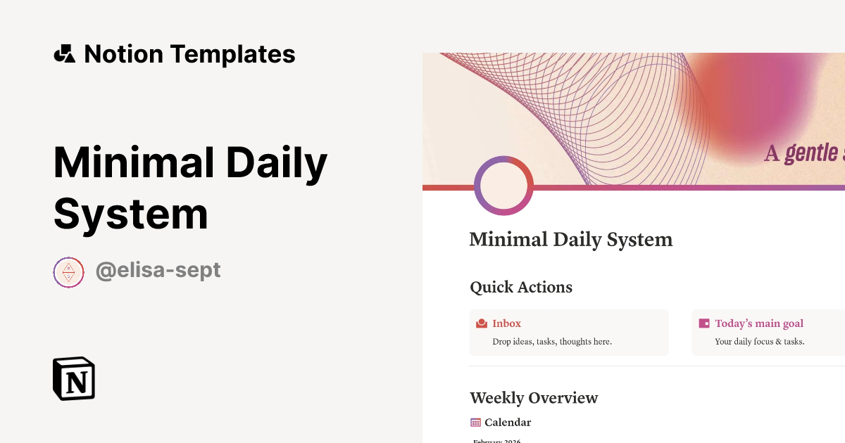 Minimal Daily System Template | Notion Marketplace