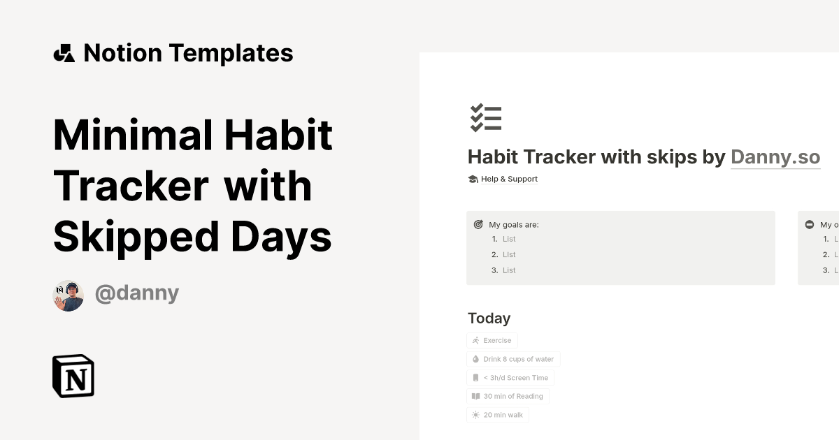 Minimal Habit Tracker with Skipped Days Template | Notion Marketplace