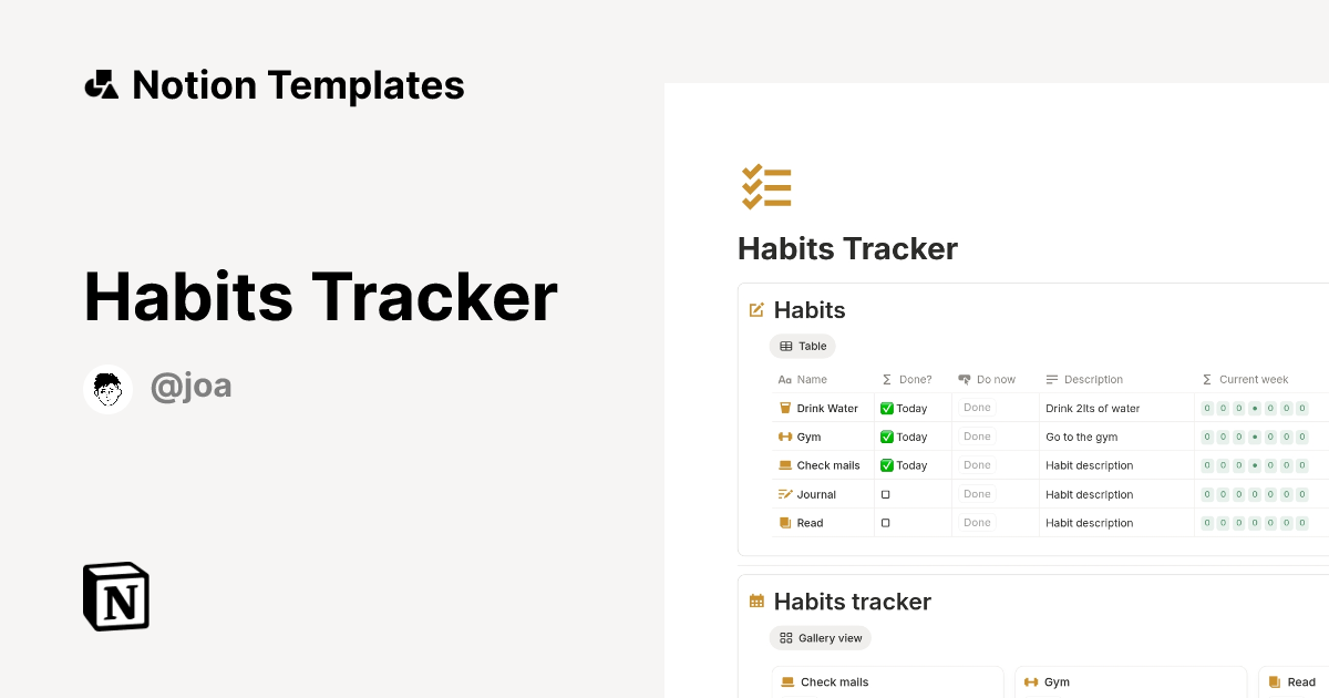 Habits Tracker Template | Notion Marketplace