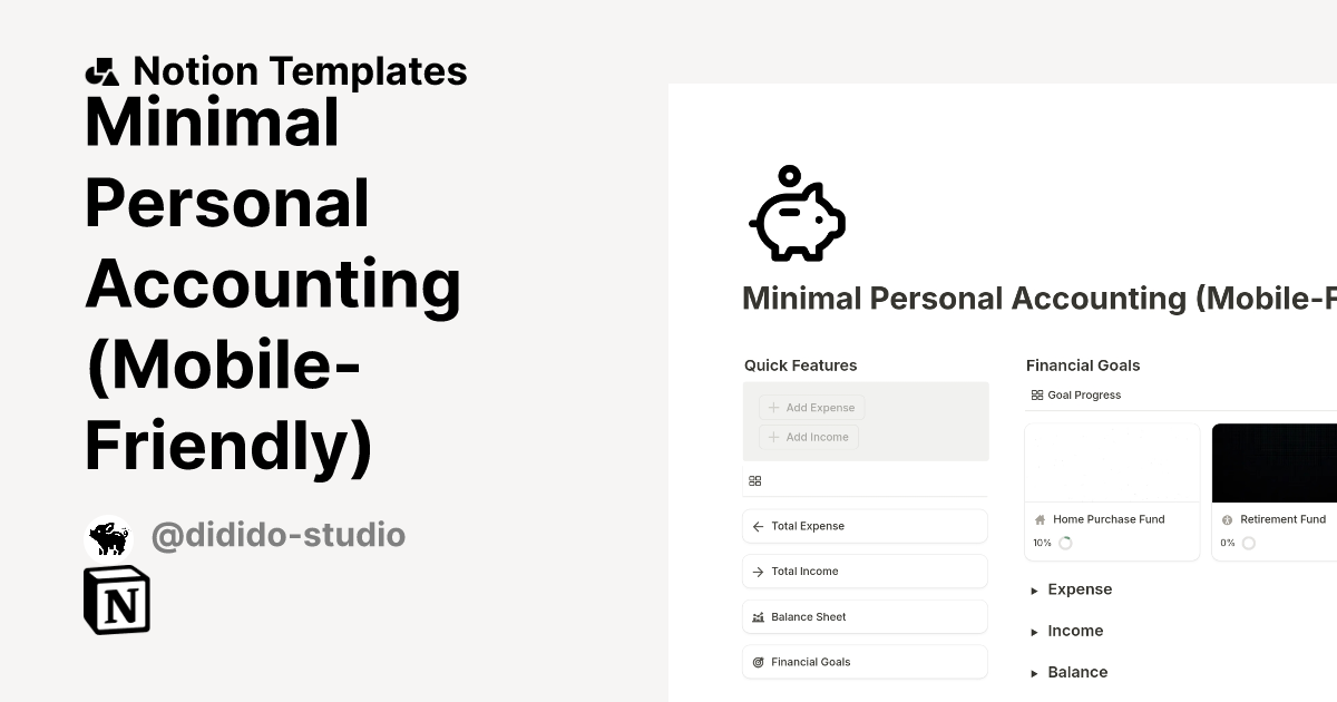 Minimal Personal Accounting (Mobile-Friendly) Template by Didido Studio ...
