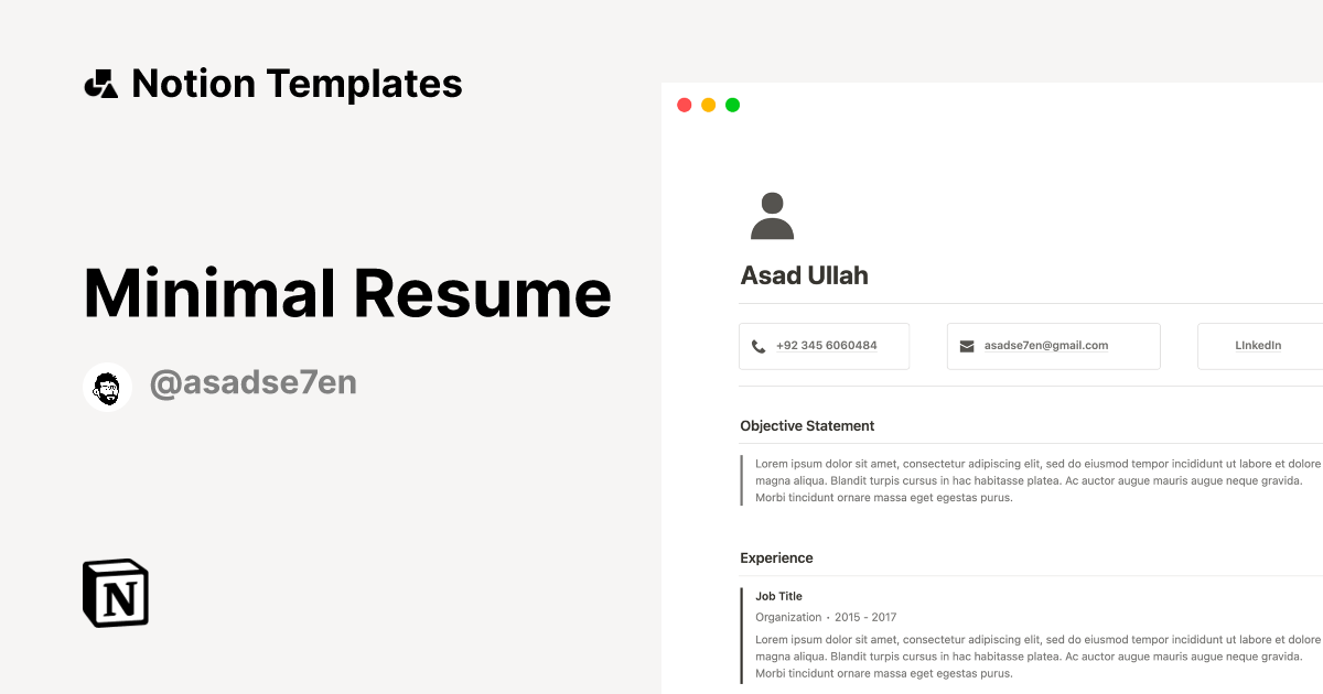 Minimal Resume Template by AsAd | Notion Marketplace