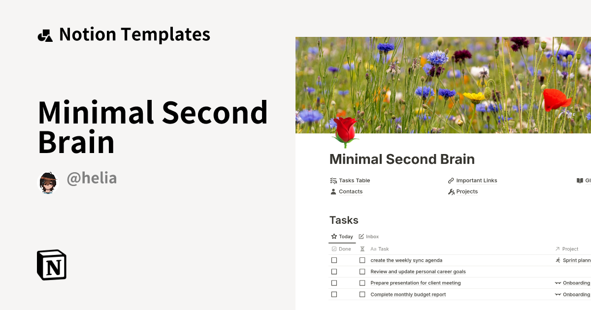 Minimal Second Brain Template | Notion Marketplace