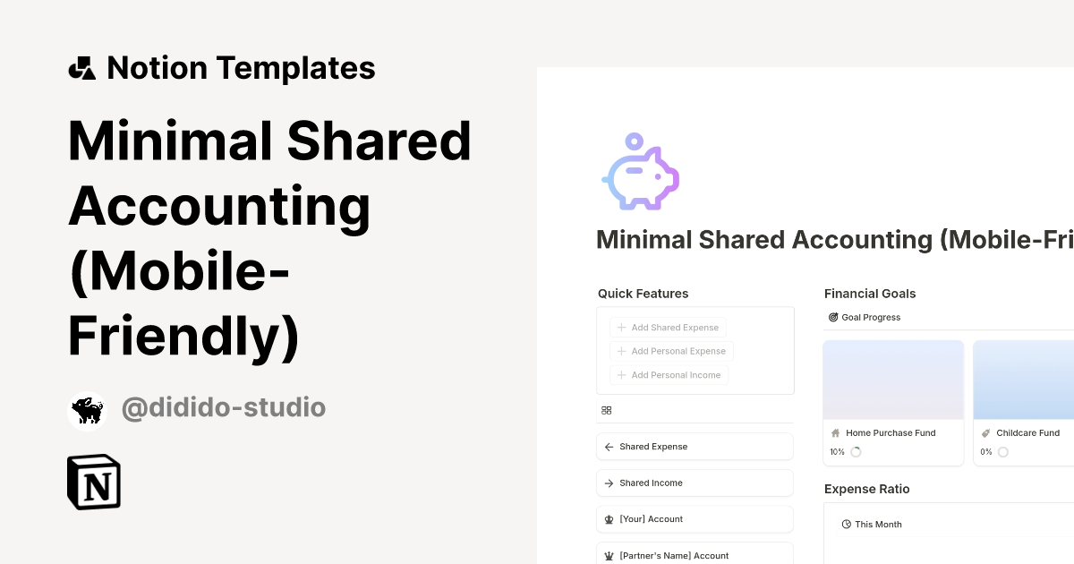 Minimal Shared Accounting (Mobile-Friendly) Template | Notion Marketplace