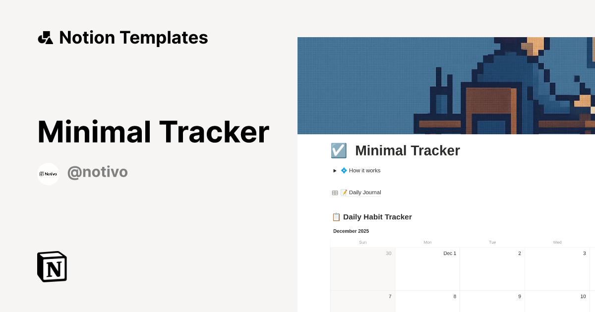 Minimal Tracker Template by Notivo | Notion Marketplace