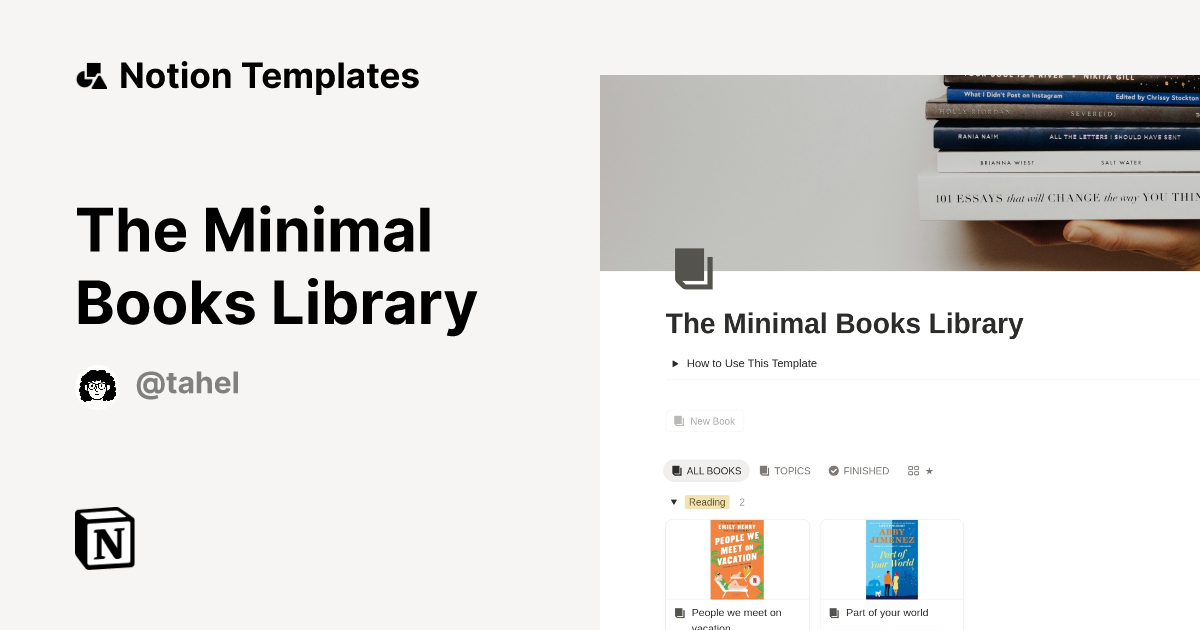 The Minimal Books Library Template | Notion Marketplace
