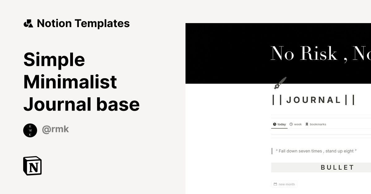Simple Minimalist Journal base Template by RMK | Notion Marketplace