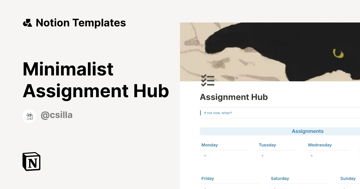 Minimalist Assignment Hub Template | Notion Marketplace